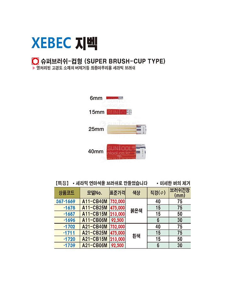 썬툴 지벡 슈퍼 브러쉬컵 A11-CB40M A11-CB25M A11-CB15M A11-CB06M A21-CB40M A21-CB25M A21-CB15M A21-CB06M